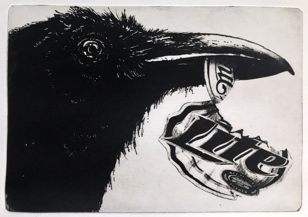 Wall Art, Raven Artwork, Bud Lite, Raven, Crow, Feathers, Raven Steals ...