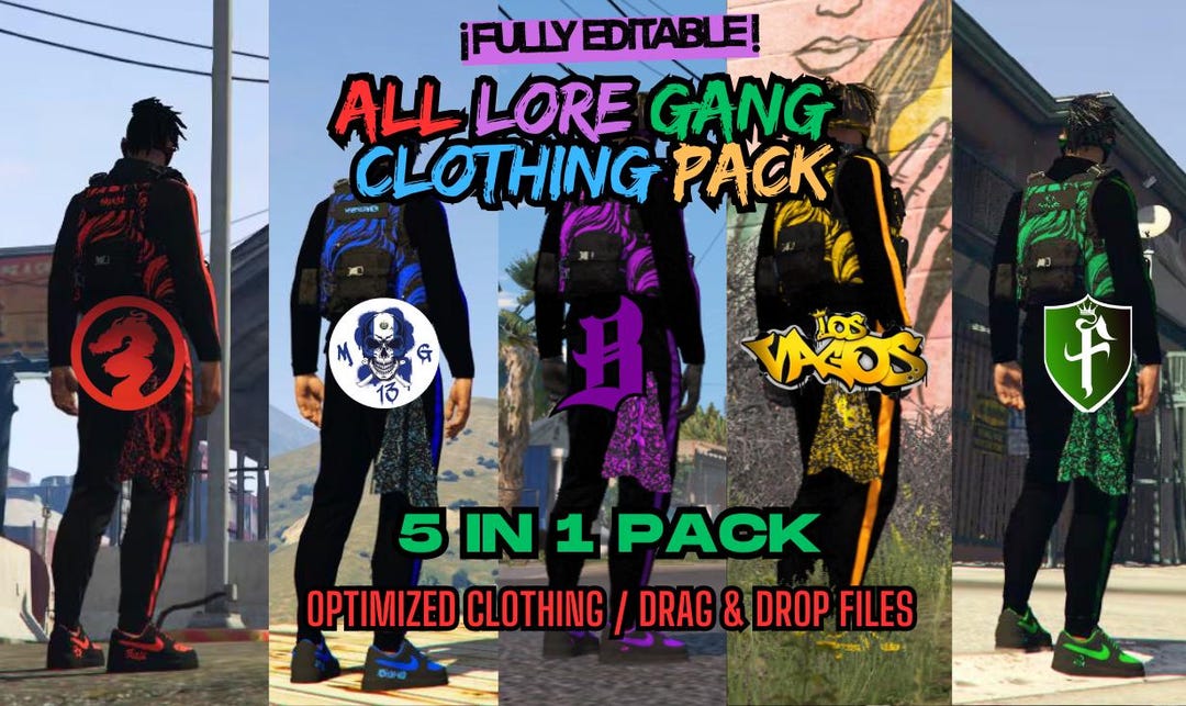 All Lore Gang Clothing Pack | FiveM GTAV | Lore Gangs Full Outfits ...
