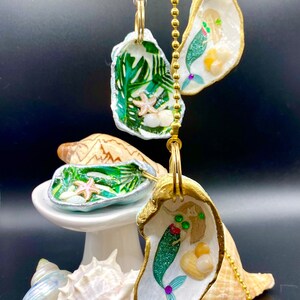 NEW! Handmade Découpage Oyster Sea Shell Fan Light Pulls | Palm Beach ...