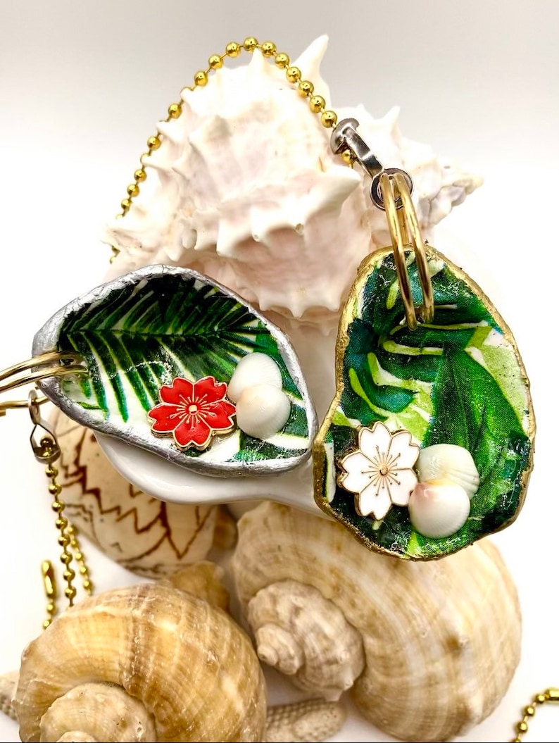 NEW Handmade Découpage Oyster Sea Shell Fan Light Pulls Palm Beach ...