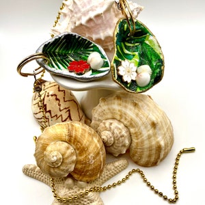 NEW! Handmade Découpage Oyster Sea Shell Fan Light Pulls | Palm Beach ...