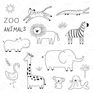 Line Art Animal Illustration Art Svg Vector Bundle - Etsy