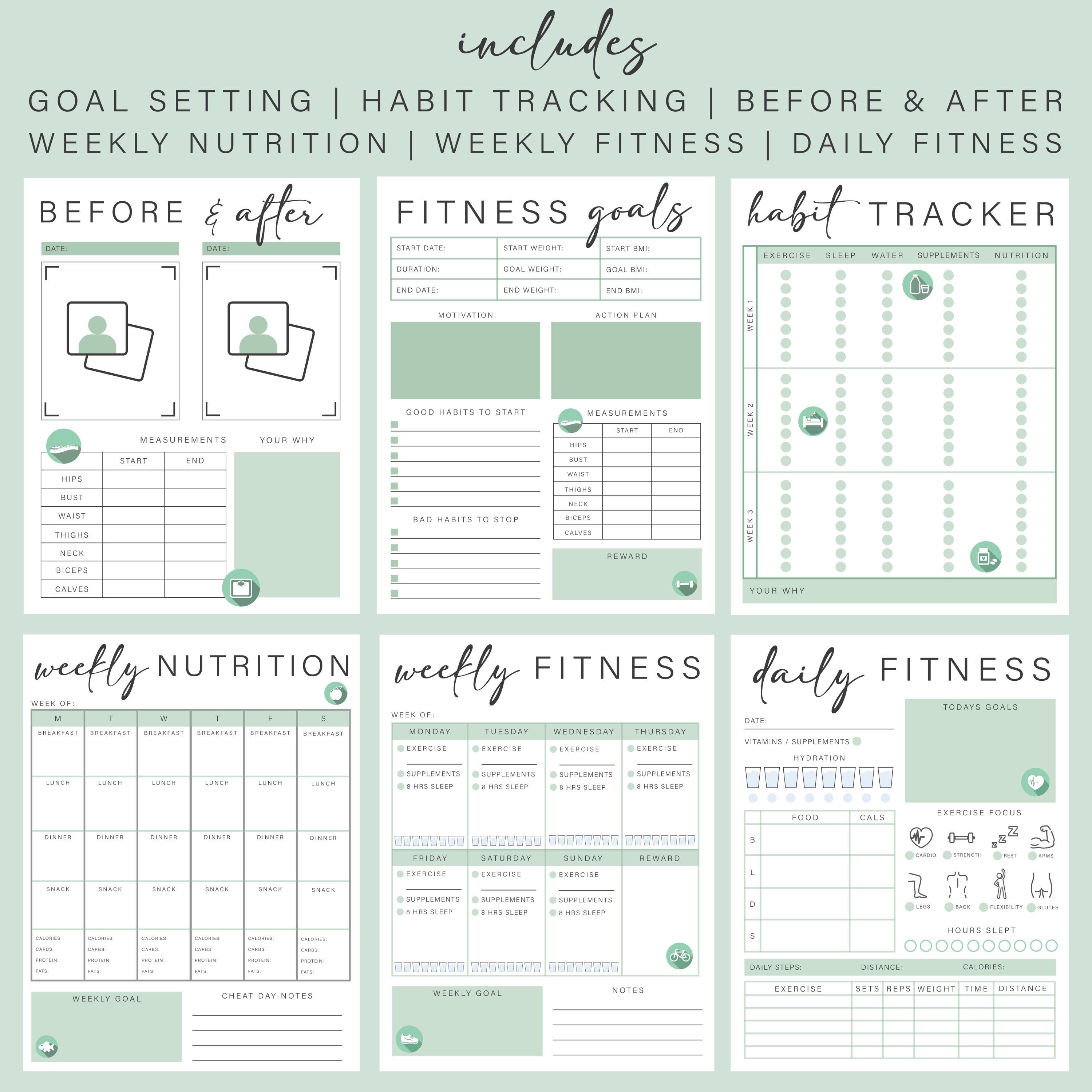 Printable Fitness Planner / Tracker - Etsy