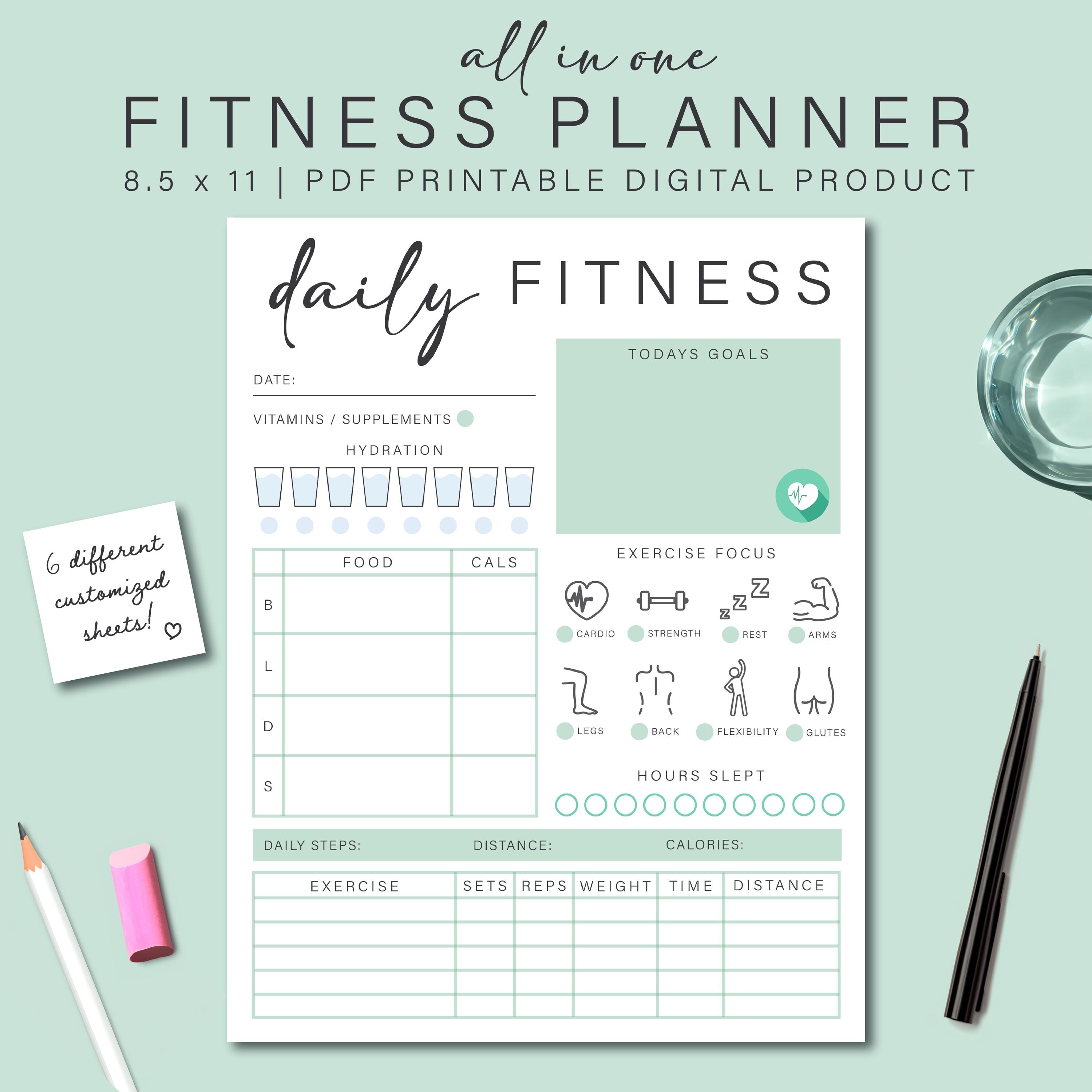 Printable Fitness Planner / Tracker - Etsy