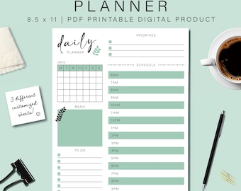 Minimalist Mint Daily, Weekly, Monthly Planner Template - Etsy