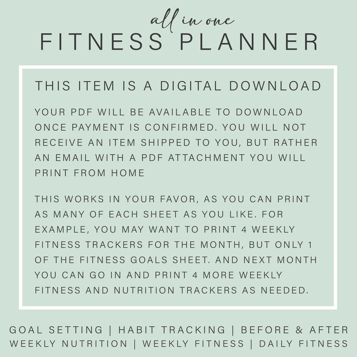 Printable Fitness Planner / Tracker - Etsy