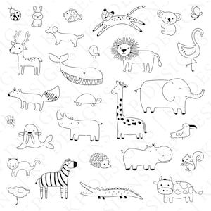 Line Art Animal Illustration Art Svg Vector Bundle - Etsy