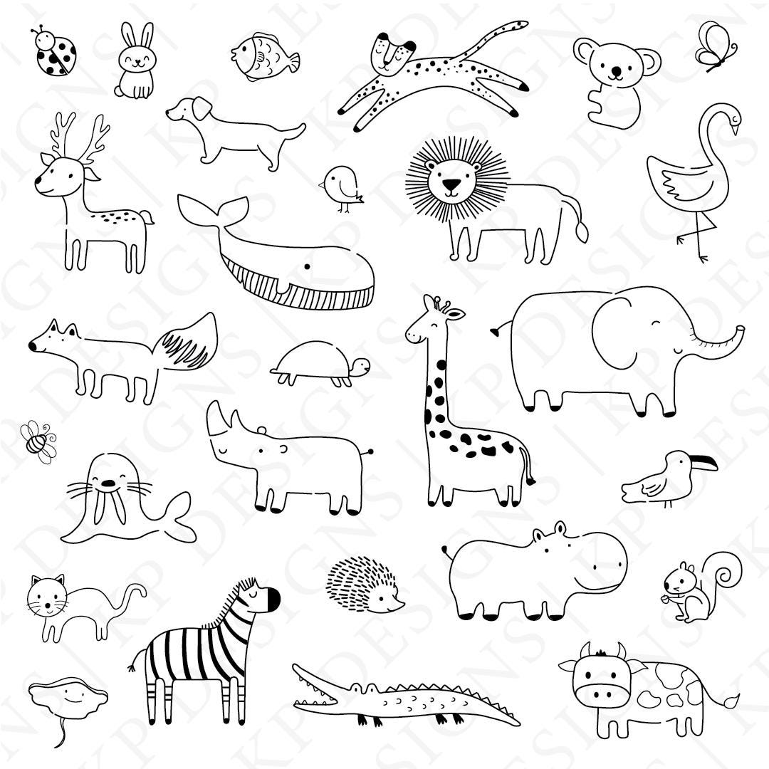 Line Art Animal Illustration Art Svg Vector Bundle - Etsy
