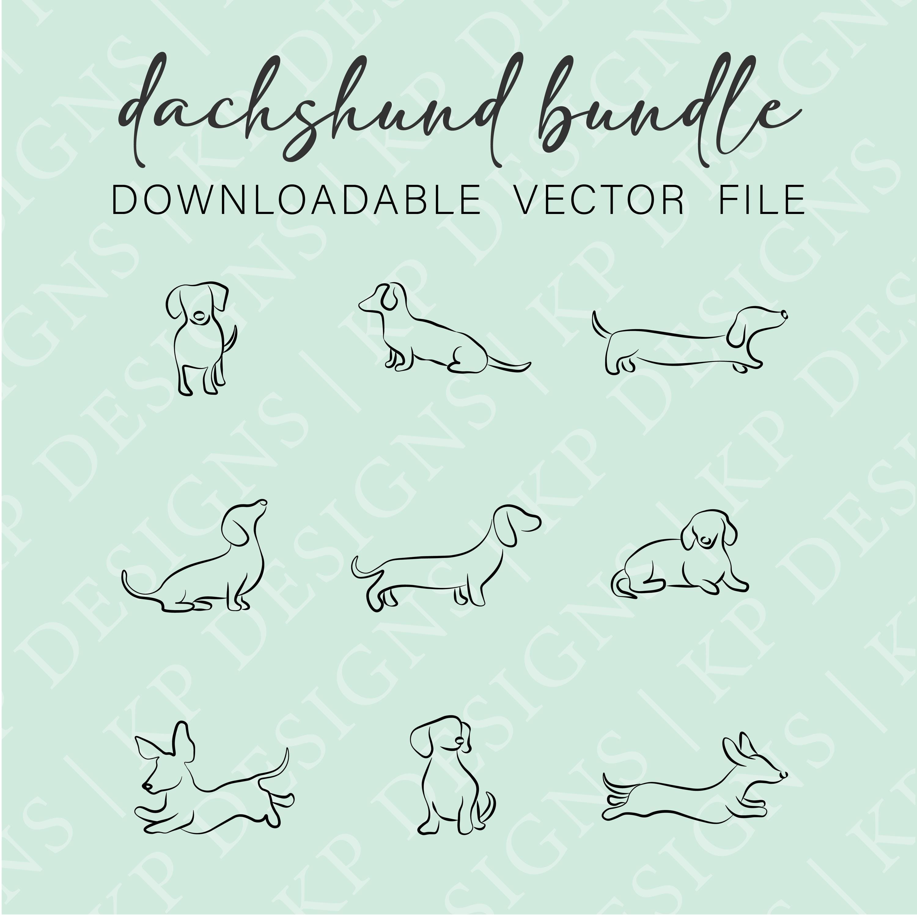 Dachshund Line Art Svg Vector Bundle - Etsy