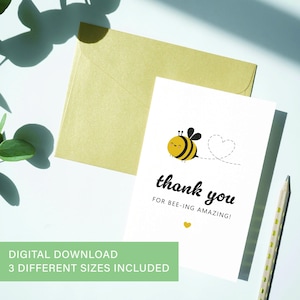 Bee Thank You Card – Printable Amazing Card (digital Download) - Etsy