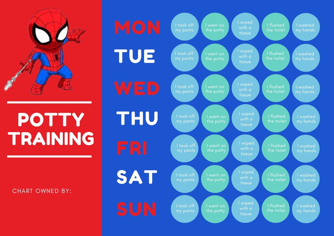 Spiderman Potty Chart Potty Training Chart Potty Reward Chart - Etsy