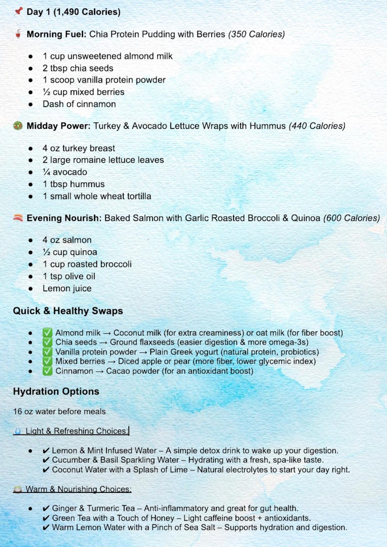 GLP-1 30 Days Daily Meal Plan, Weight Loss | Download PDF, Balanced ...