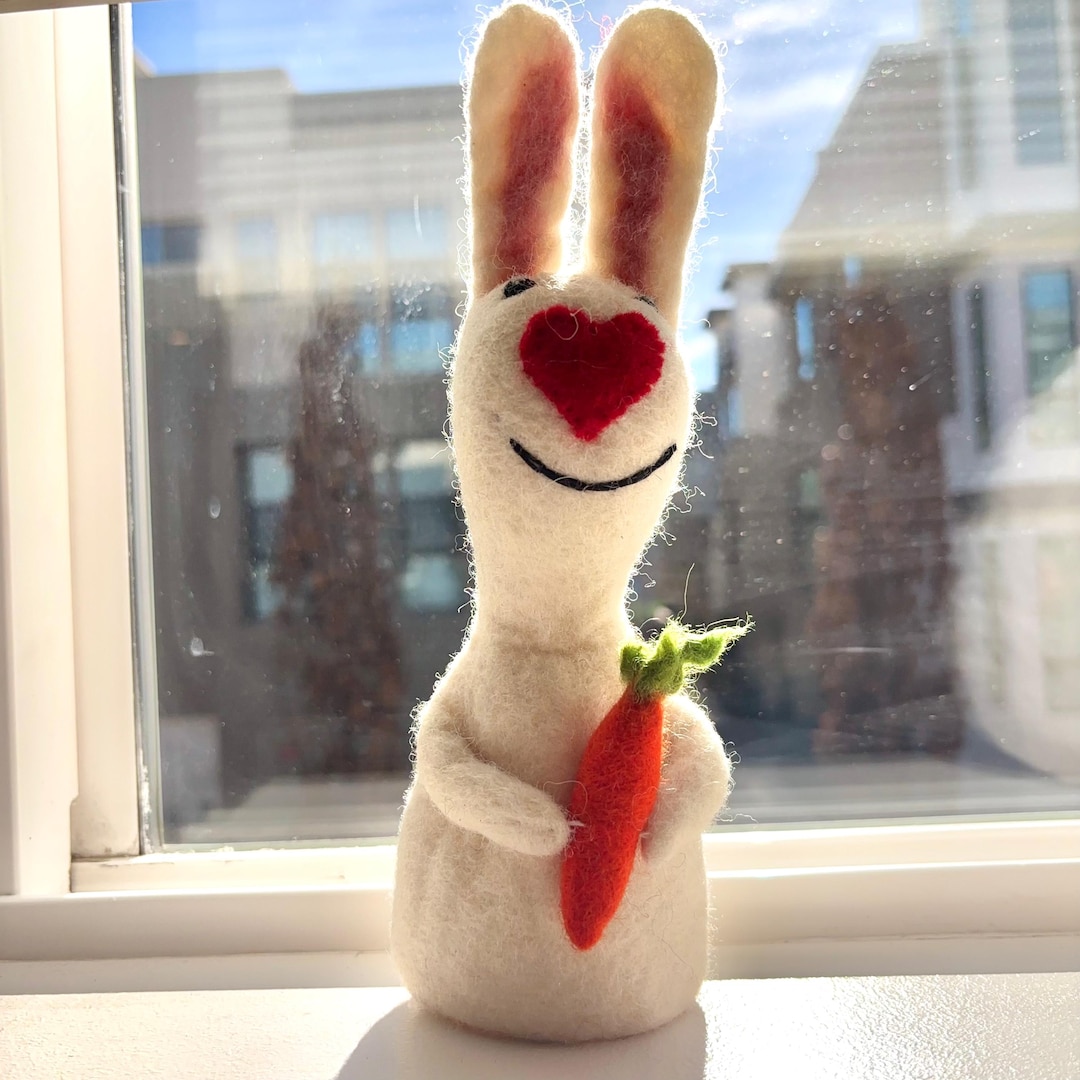 Handmade Wool Felt Rabbit Ornament – Cute Bunny Decoration, Easter ...