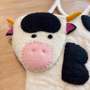 Handmade Wool Felt Cow Crossbody Bag – Cute Farm Animal Purse - Etsy