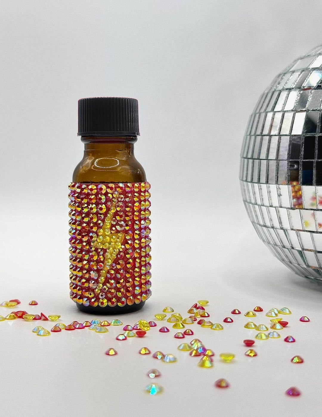 Bedazzled Rush Poppers Bottle - Custom Iridescent Rhinestone Glass ...