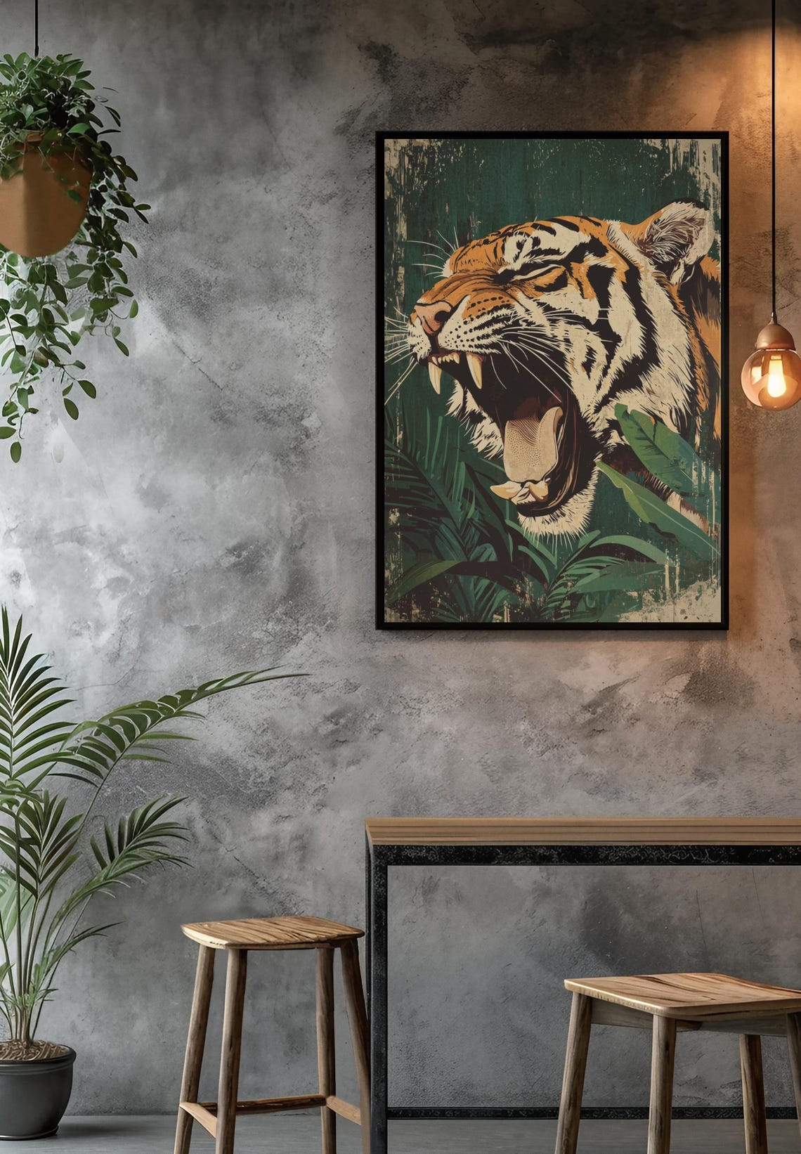 Tiger Emerald Green Print: Maximalist Eclectic Wall Art (digital ...