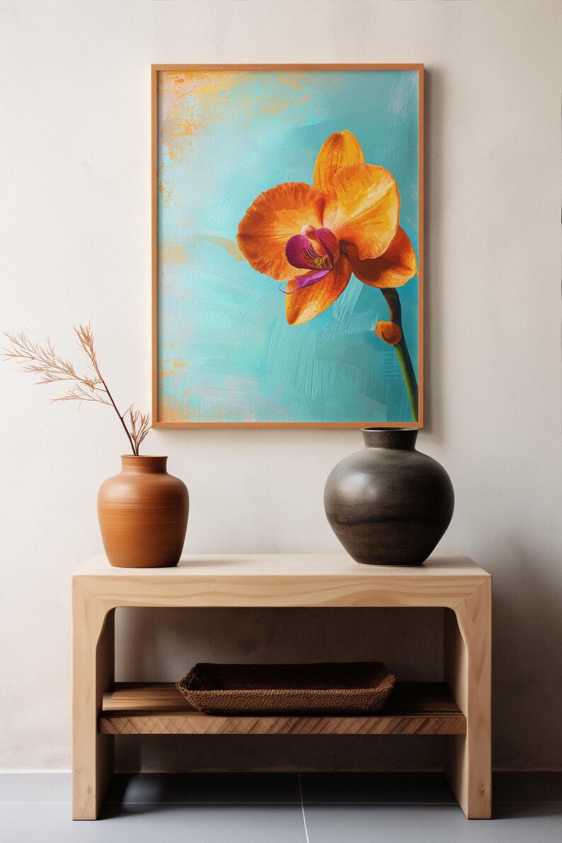 Orange Orchid Art Print: Vibrant Floral Wall Decor (digital Download ...