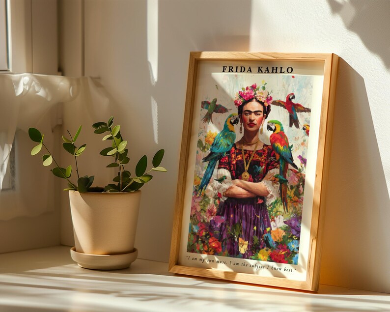 Frida Kahlo Birds and Flowers Poster: Mexican Art Print (digital ...