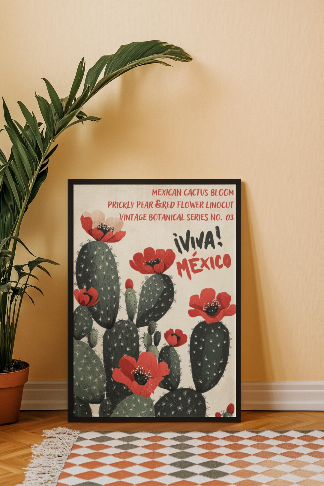 Cactus Folk Art Print, Mexico Wall Art for Home Decor, Boho Wall Decor ...