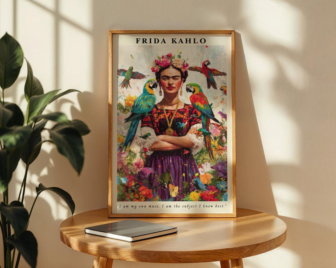 Frida Kahlo Birds and Flowers Poster: Mexican Art Print (digital ...