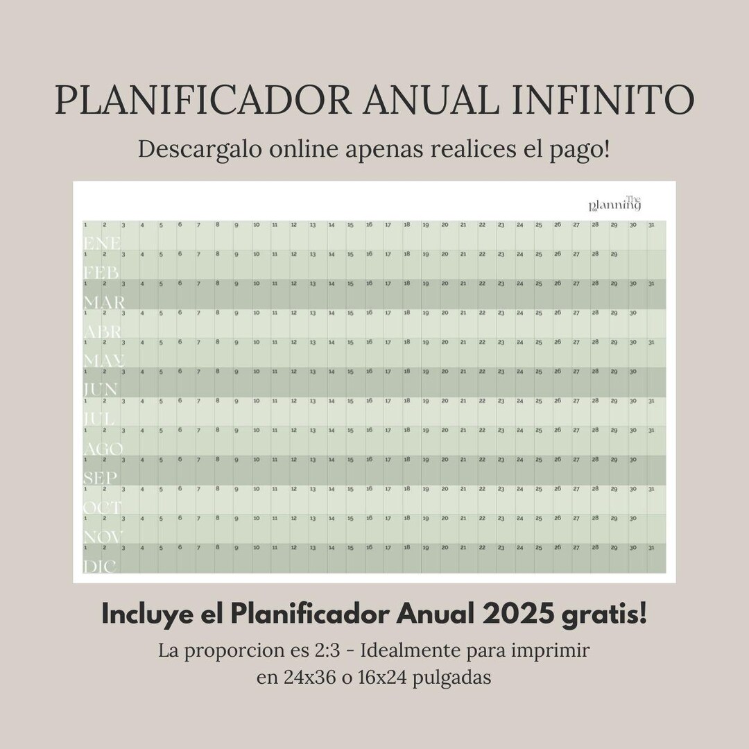 Infinity Yearly Planner - Evergreen - Poster Calendar, Yearly Planner, Digital Download, School ...