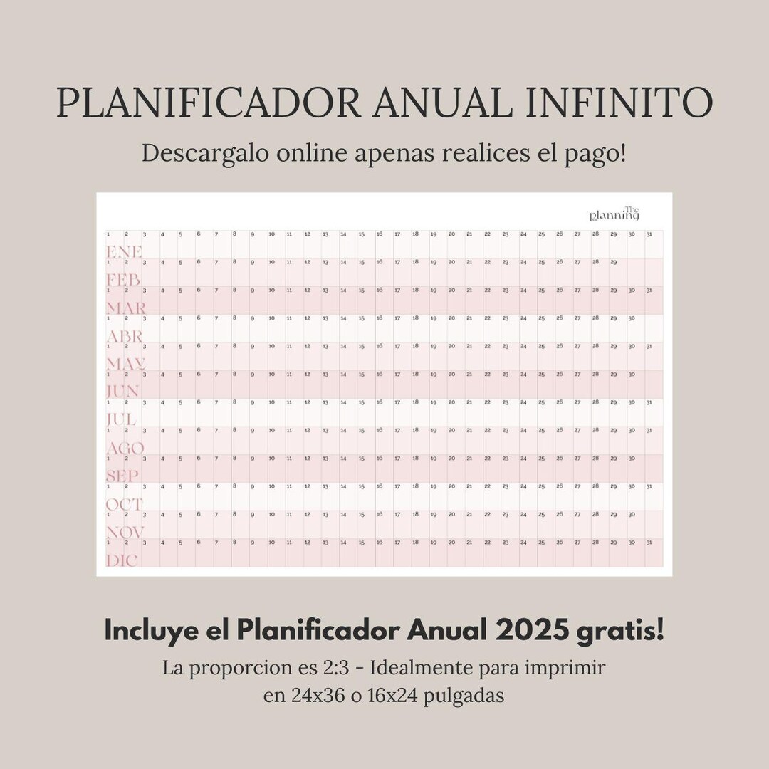 Infinite Yearly Planner - Rose Plan - Poster Calendar, Yearly Planner ...