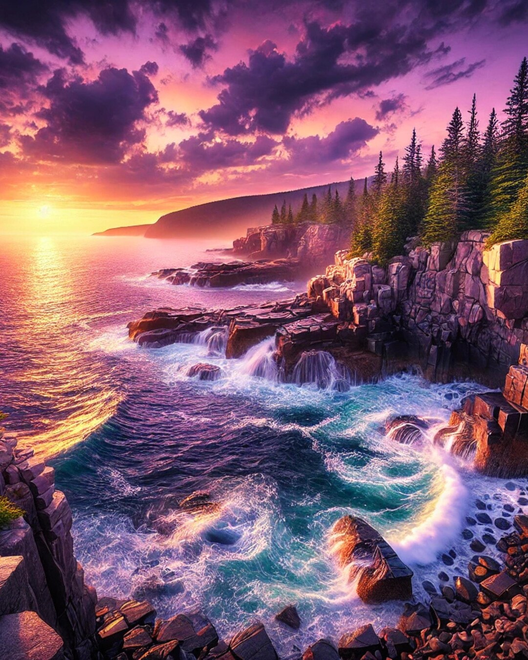 Acadia National Park Sun Rise | Digital Wall Art Print | Bar Harbor ...