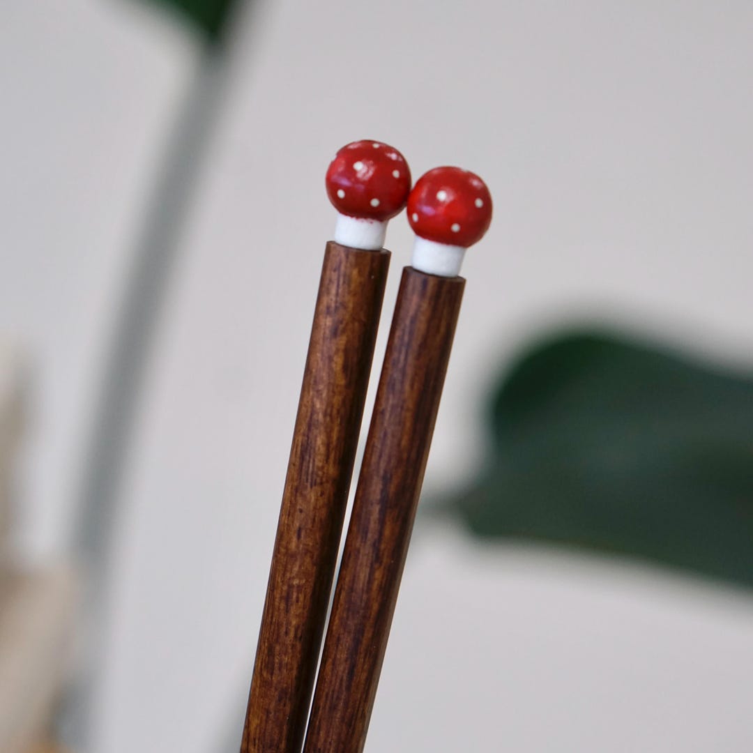Handmade Chopsticks ︳cute Chopsticks With Ornaments︳mushroom Chopsticks ...