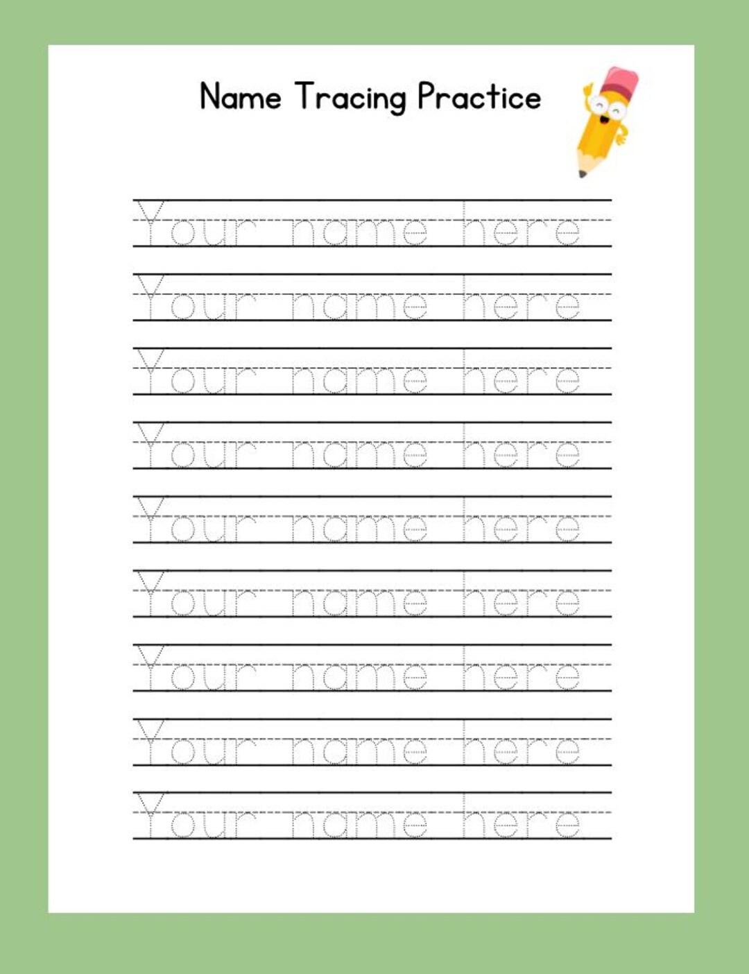 Custom Handwriting Name Practice Sheet - Etsy