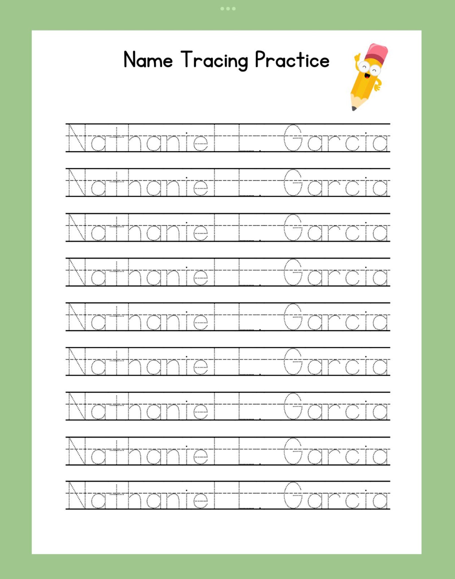 Custom Handwriting Name Practice Sheet - Etsy