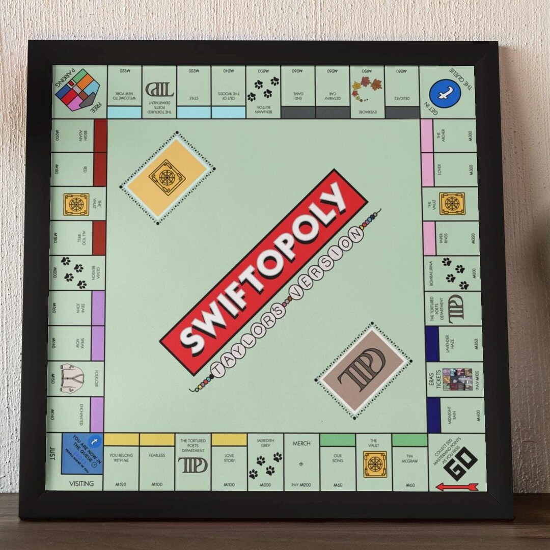 Taylor Swift Inspired Monopoly Board Print Custom Swiftie Gift ...