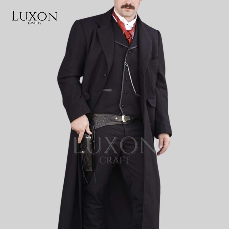 Tombstone Black Frock Coat: Western Reenactment Victorian Tailcoat ...