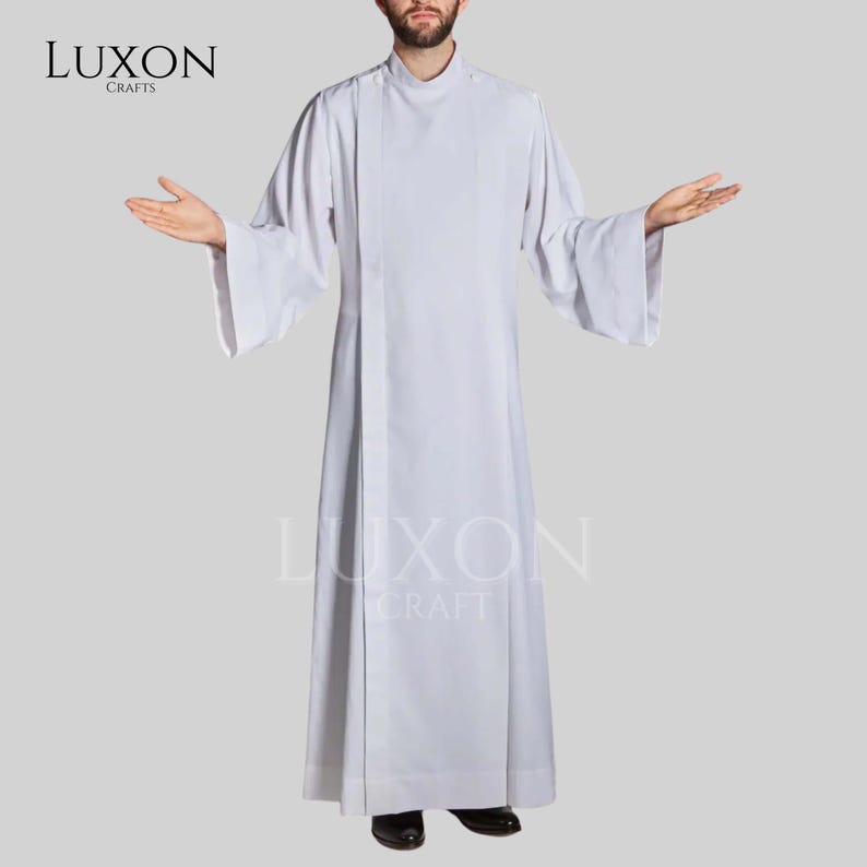 White Clergy Alb: Custom Liturgical Vestment, Catholic Priest Robe - Etsy
