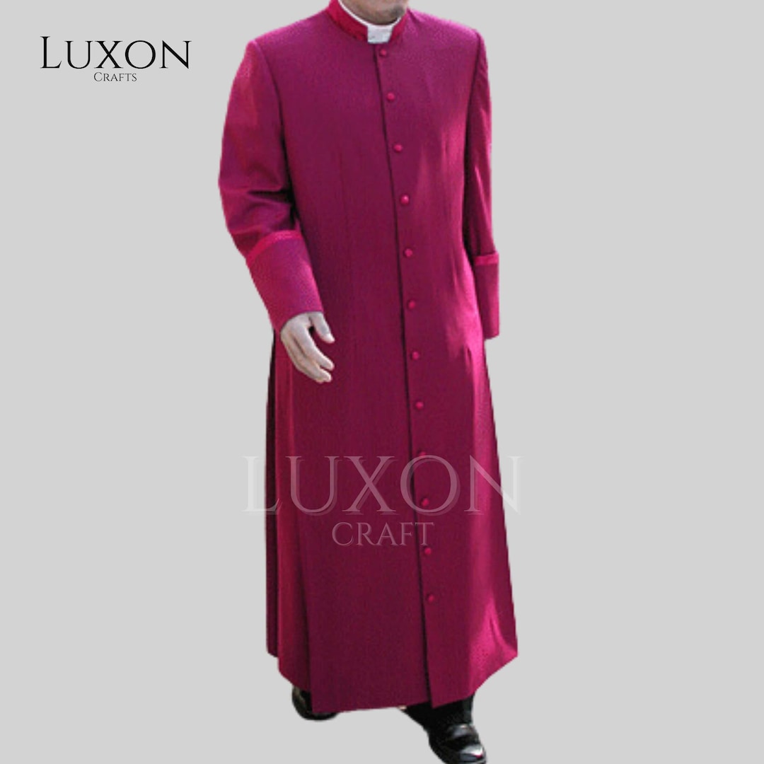 Custom Magenta Clergy Cassock, Priest Vestment, Tailored Religious Robe ...