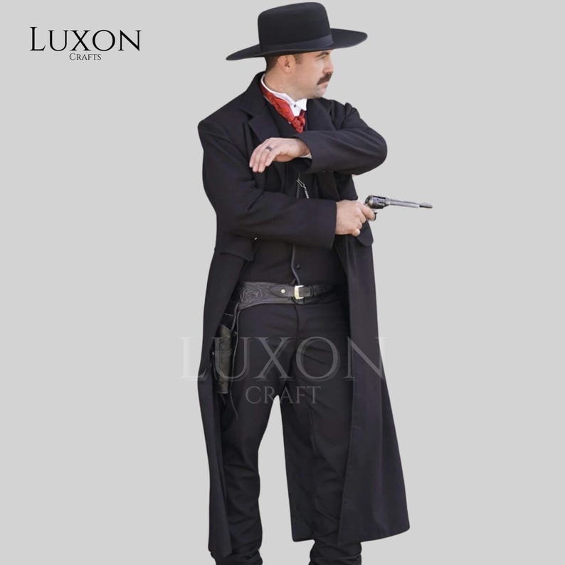 Tombstone Black Frock Coat: Western Reenactment Victorian Tailcoat ...