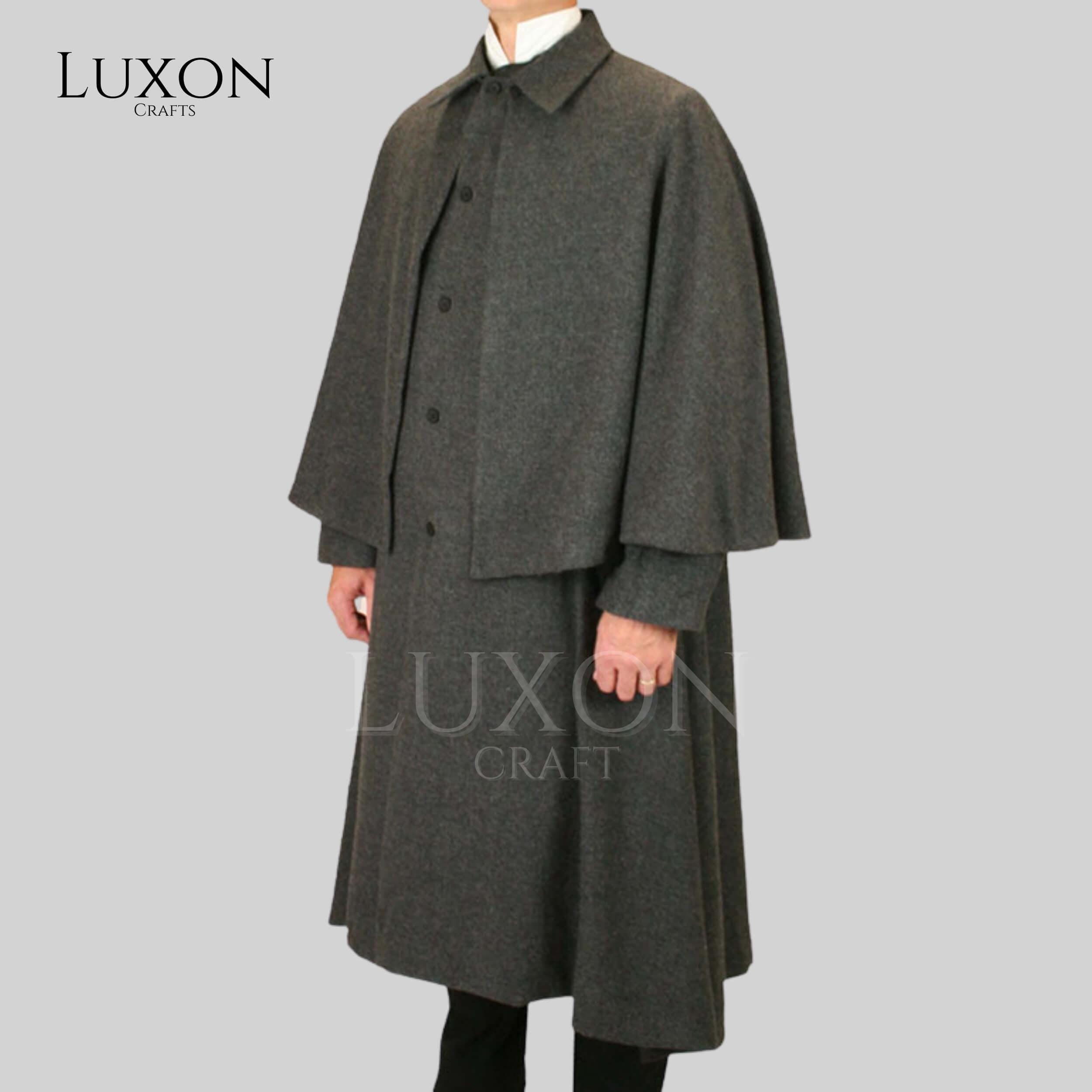 Grey Wool Inverness Cape: Custom Steampunk Sherlock Holmes Cloak - Etsy