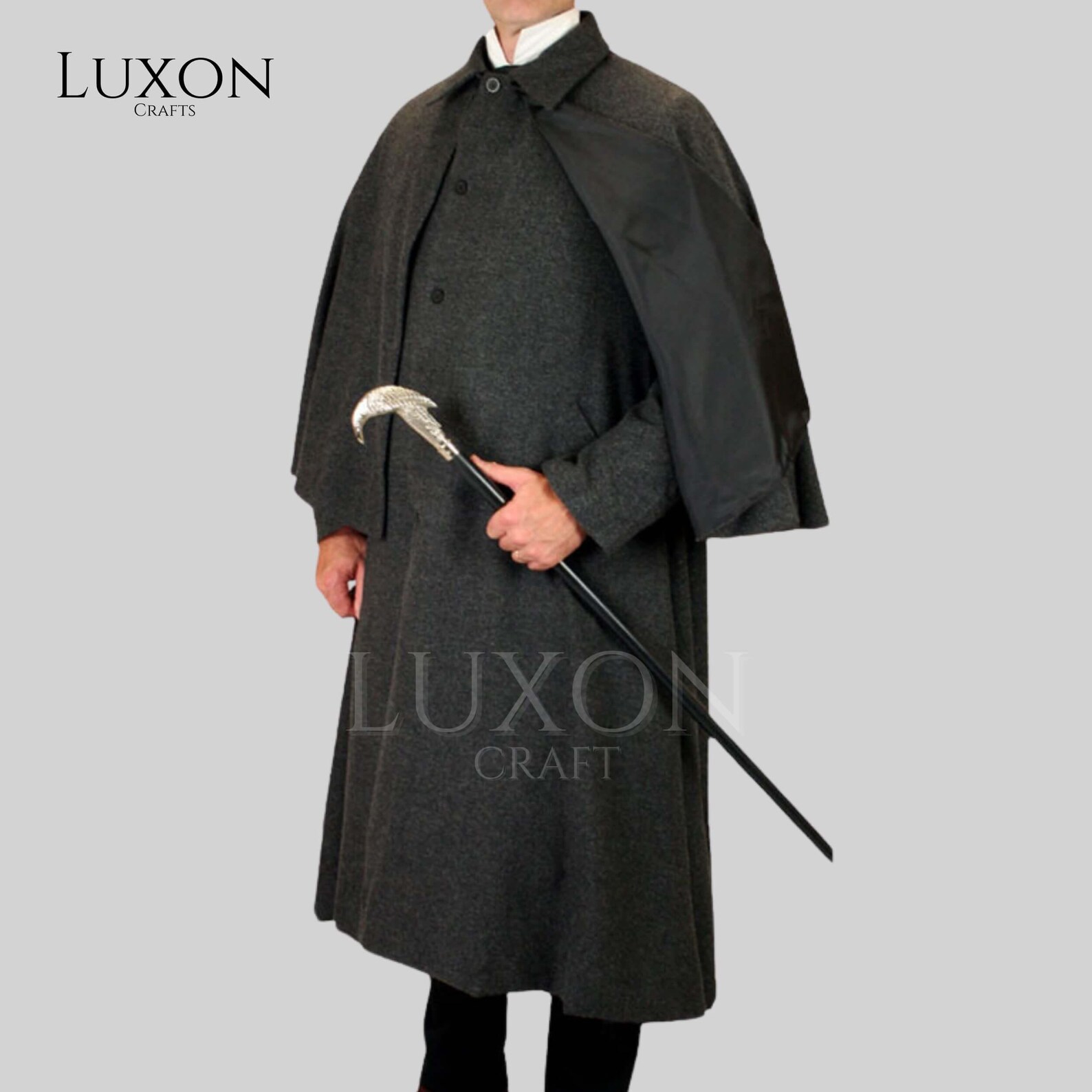Grey Wool Inverness Cape: Custom Steampunk Sherlock Holmes Cloak - Etsy
