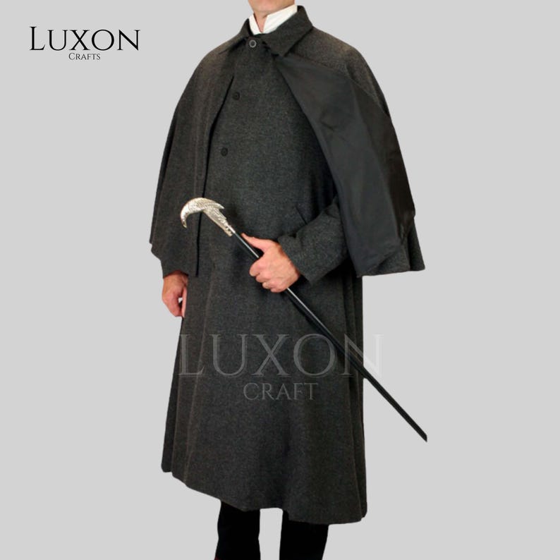 Grey Wool Inverness Cape: Custom Steampunk Sherlock Holmes Cloak - Etsy