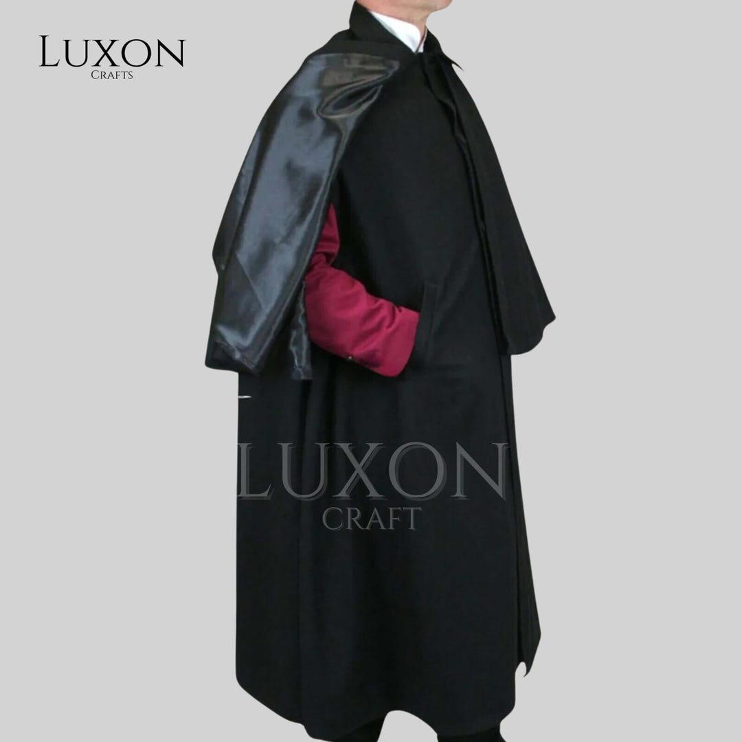 Victorian Style Black Inverness Cape Coat, Wool Men's Cape, Historical ...