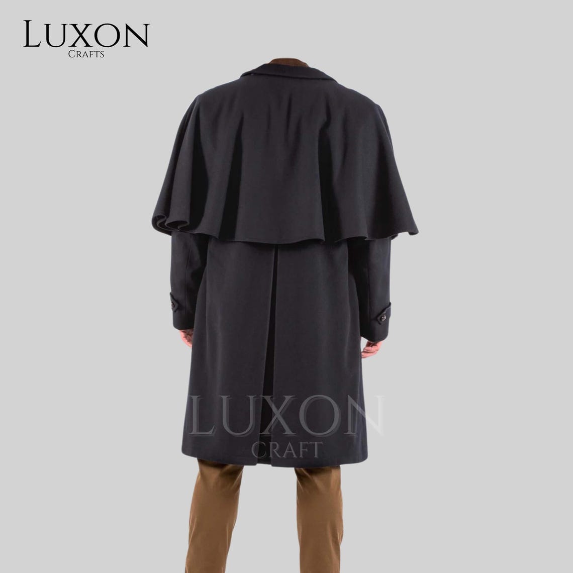 Men's Black Wool Inverness Cape Coat - Victorian Overcoat With ...