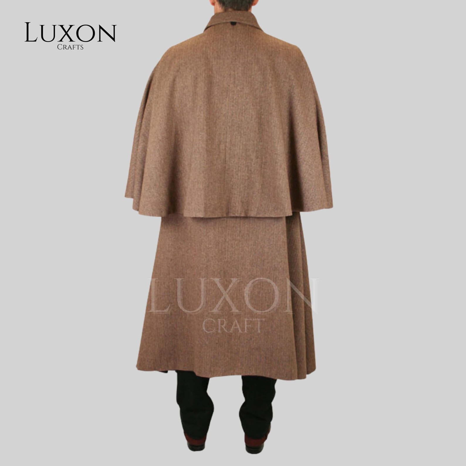 Men's Brown Wool Inverness Cape: Vintage Steampunk Sherlock Holmes ...