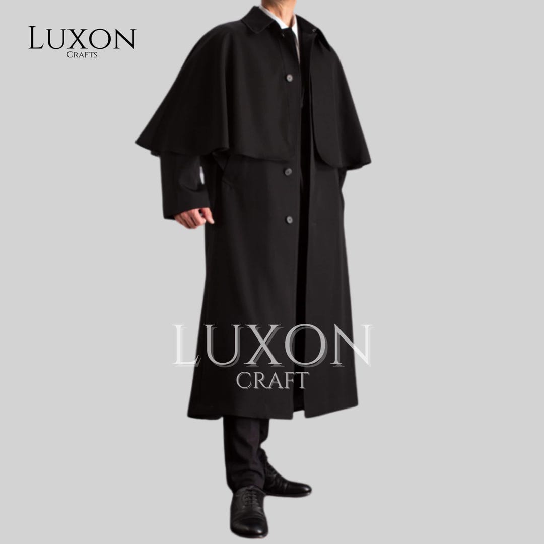 Black Inverness Cape - Sherlock Holmes Style - Victorian Gothic Coat ...