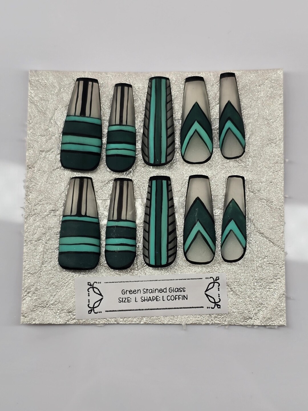 Hand-made Press-ons Green Stained Glass - Etsy