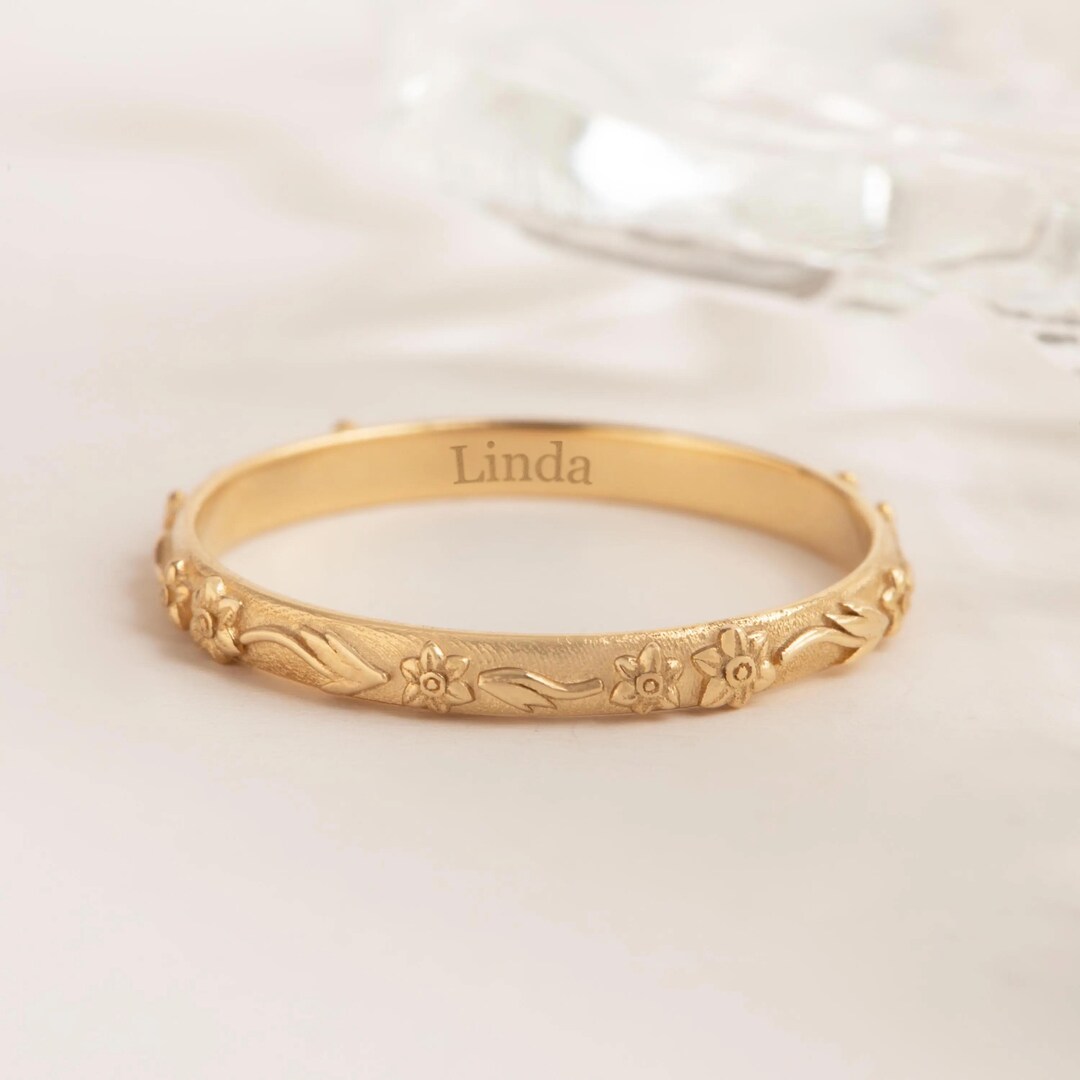 Daffodil Flower Relief Ring in Solid Gold — 10K/14K/18K • Yellow/rose ...