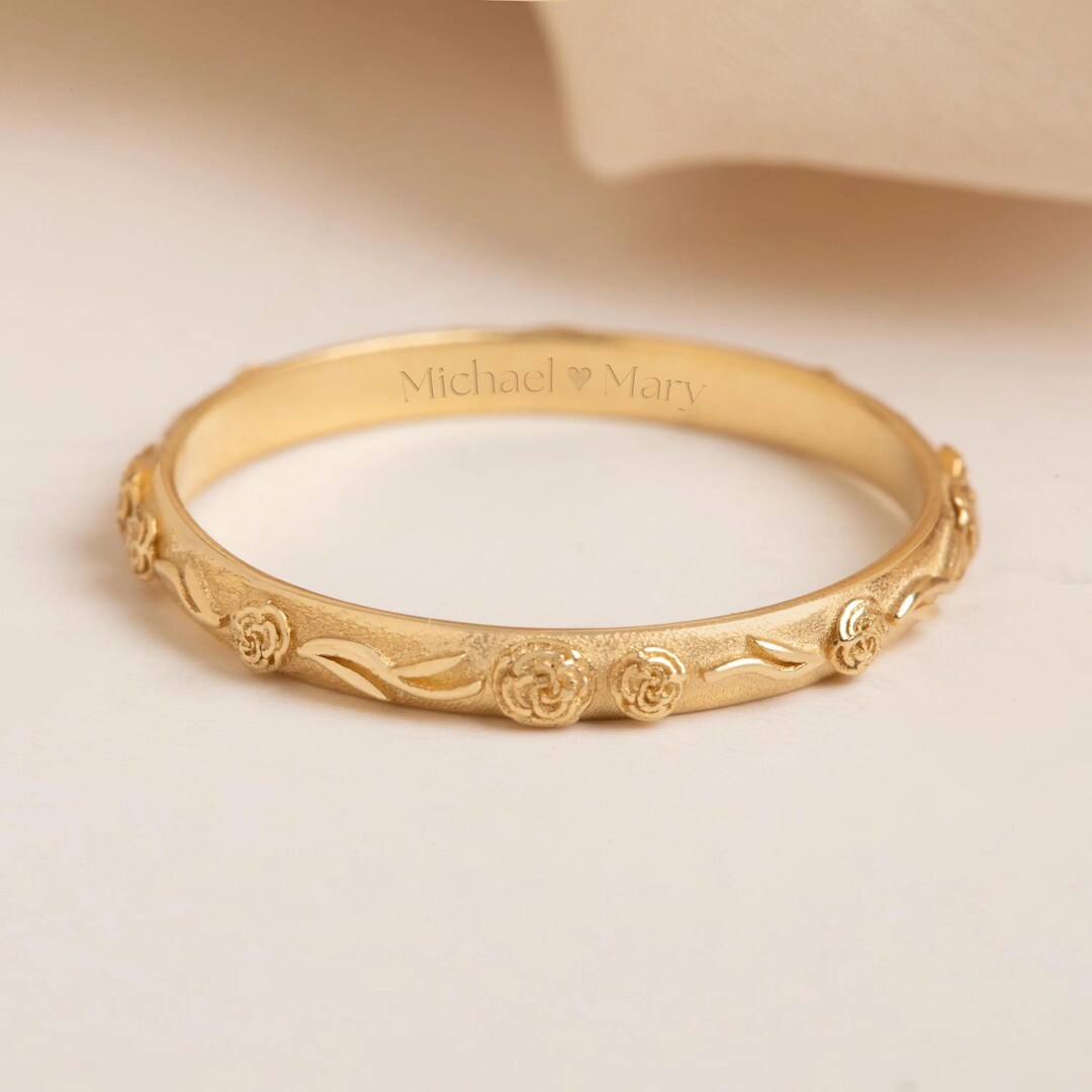 Solid Gold Carnation Ring – January Birth Flower • 10K/14K/18K • Yellow ...