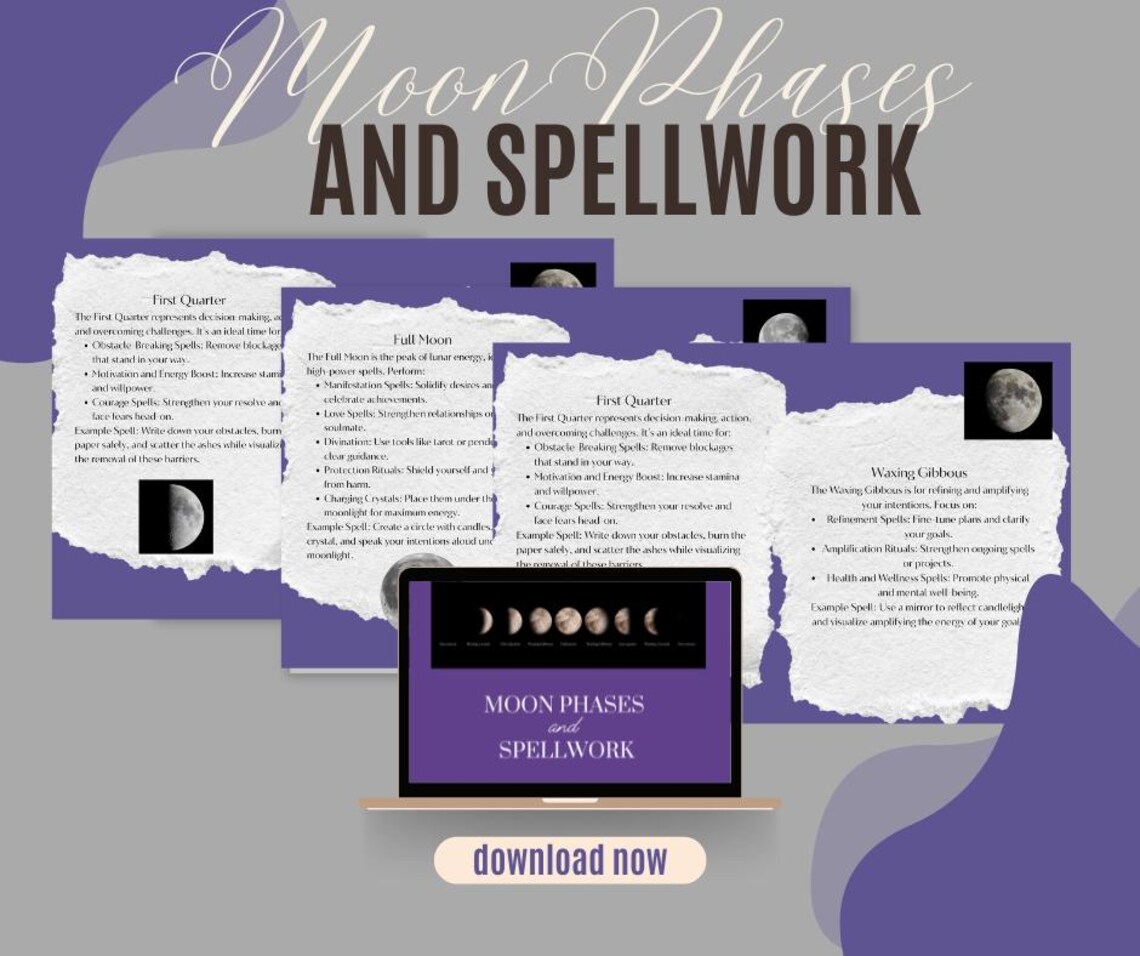 Moon Phases & Spell Work PDF: Magical Guide for Lunar Rituals and ...