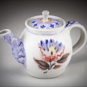 Ceramic Tea Set Red White and Blue Wheel Thrown and Hand Painted by ...