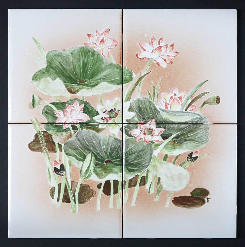 Water Lilies - Hand Painted Ceramic Tiles Mural by Artist Boris Vitlin ...