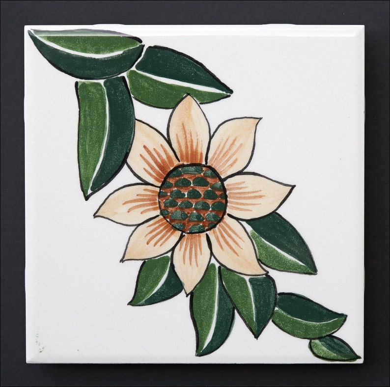 Set of 4 Ceramic Tiles - Sunflowers - Hand Painted by Artist Boris ...