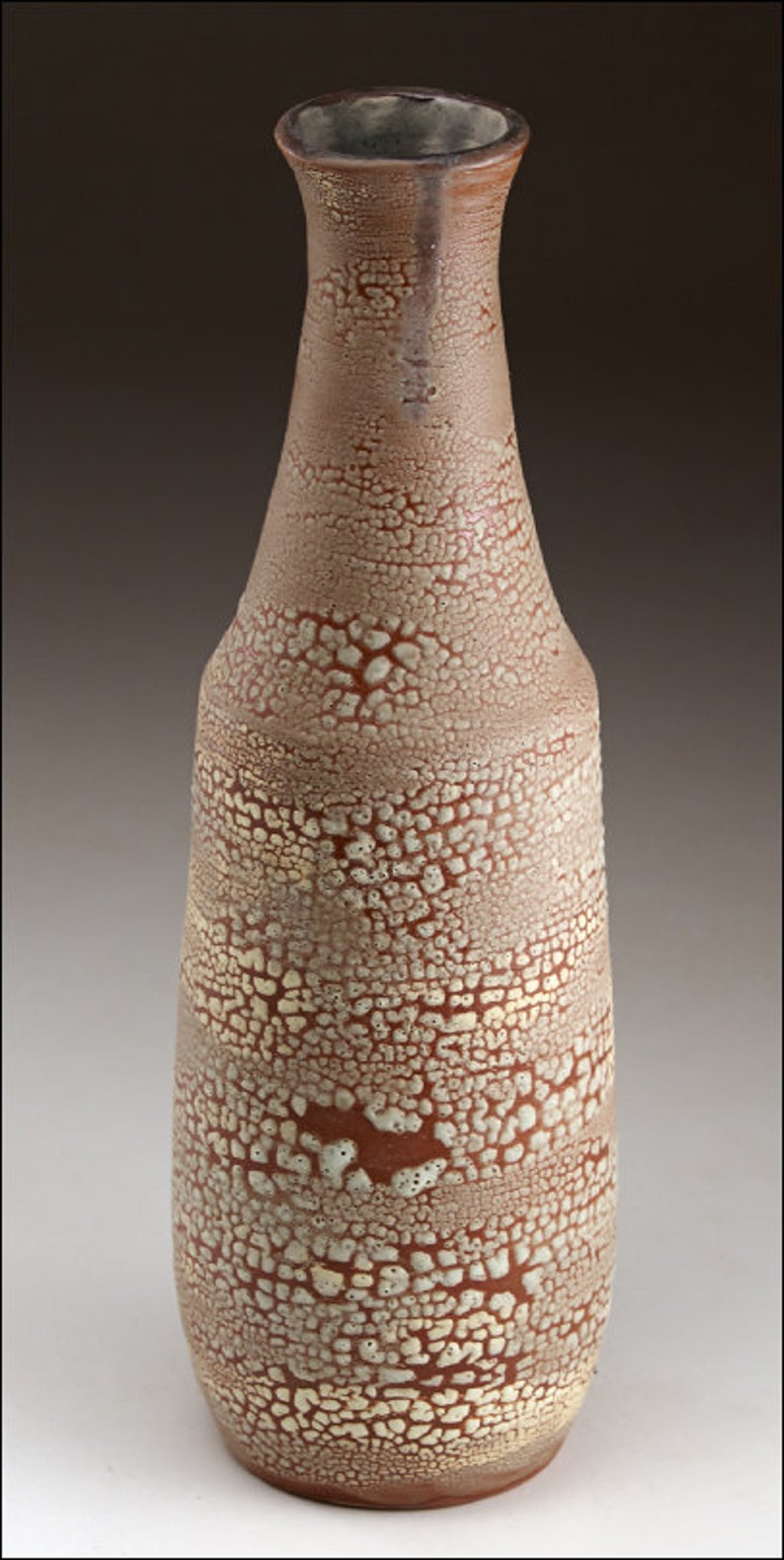 Handmade Ceramic Vase With Long Neck - Ghost White on Terracotta - by ...